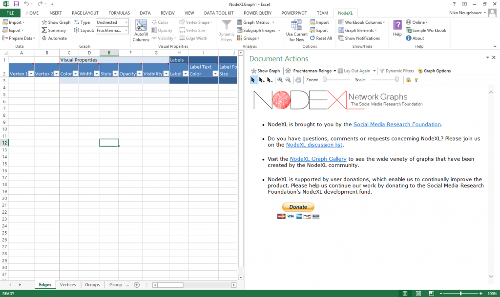 NodeXL – Accessible Network Graph Analysis, part 2 – Niko Neugebauer